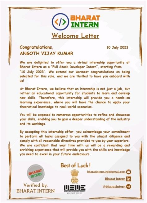 Vijay Kumar On Linkedin Bharatintern Bharatintern