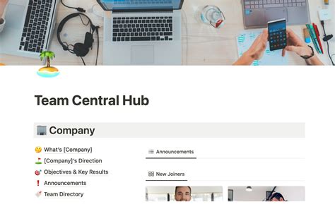 Team Central Hub Notion Template