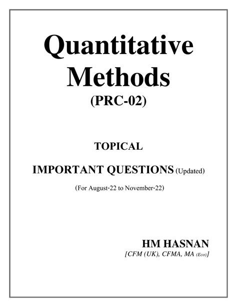 qm imp question by hm hasnan quantitative methods prc 02 topical