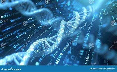 Dna Double Helix With Binary Code Background In Digital Science Concept
