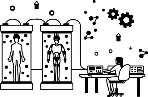 behavior cloning and replay of humanoid robot concept futuristic laboratory with cryogenic