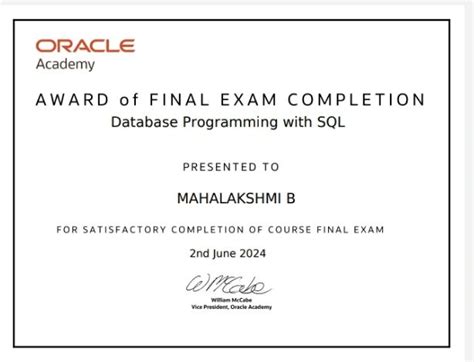 Mahalakshmi B On Linkedin Database Oracle Oracleacademy Sqlqueries