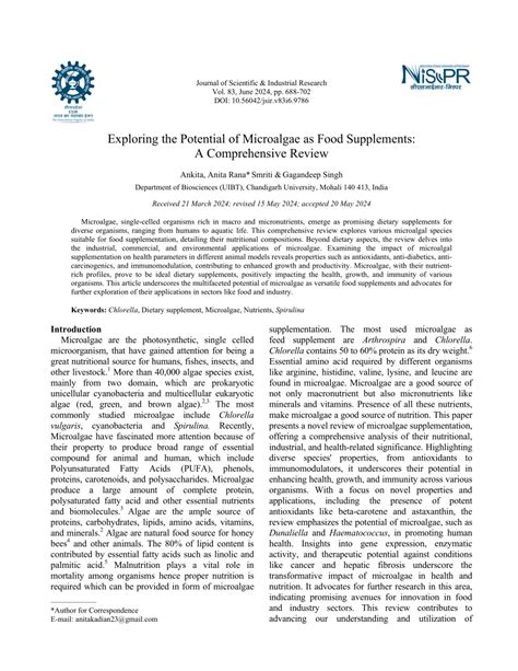 Pdf Exploring The Potential Of Microalgae As Food Supplements A