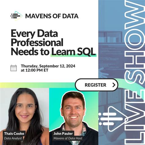 Learn Sql With Thais Cooke Tomorrow 🎉 John Pauler Posted On The Topic