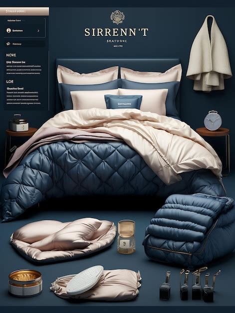 Premium Ai Image Design Of Luxury Bedding Packaging With A Navy And