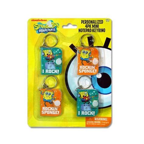 Spongebob Squarepants Mini Notepad Keyring 4 Pack Toyszone