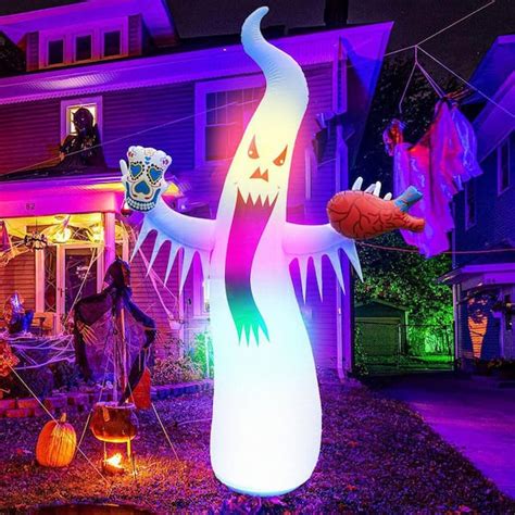 Yansun 79 In Spooky Built In Rgb Led Glowing Ghost Inflatable Halloween Decoration With