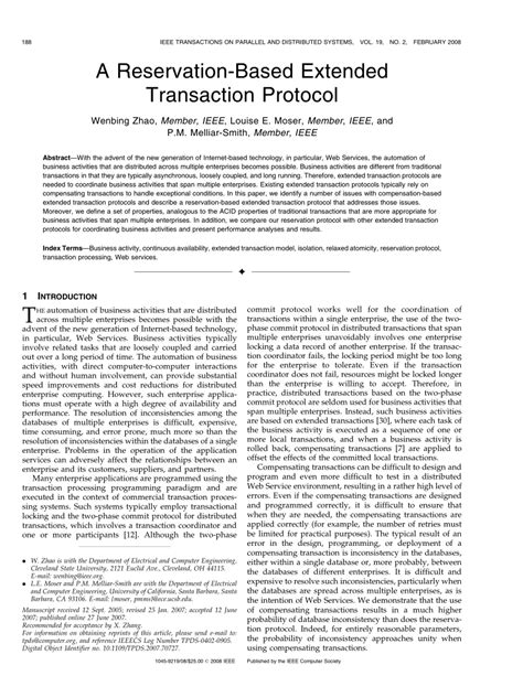 Pdf A Reservation Based Extended Transaction Protocol