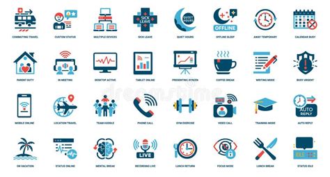 User Activity Status Activities Set Flat Icons Devices Statuses