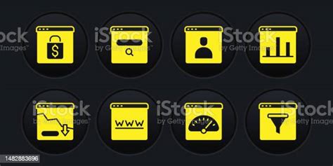 아이콘에서 재무 성장 감소 그래프 차트 인포그래픽 브라우저 창 디지털 속도계 계정 화면 만들기 검색 엔진 및 온라인 쇼핑을 설정합니다 벡터 0명에 대한 스톡 벡터 아트 및