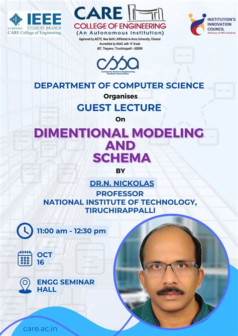 Guest Lecture On “data Warehousing Care College Of Engineering