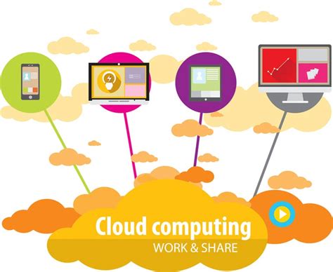 Cloud Computing Work And Share Vectors