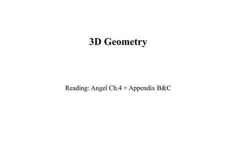 Pdf 3d Geometry University Of Surreyinfo Ee Surrey Ac Uk Teaching Courses Cgi Lectures Pdf