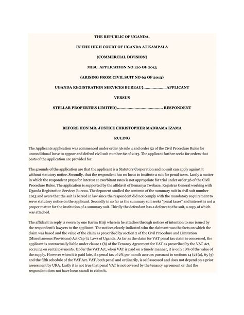 Requirement Of A Statutory Notice In Ugandas Laws Docx