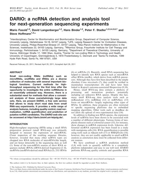 Pdf Dario A Ncrna Detection And Analysis Tool For Next Generation Sequencing Experiments