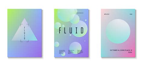 그라디언트 포스터 사이버펑크 트렌드 컬렉션 최소한의 배경 크리에이티브 배너 홀로그램 모양 바이올렛 3d 세트 미래 지향적인 홀로그램 플래카드 보라색 그라디언트 포스터 0명에