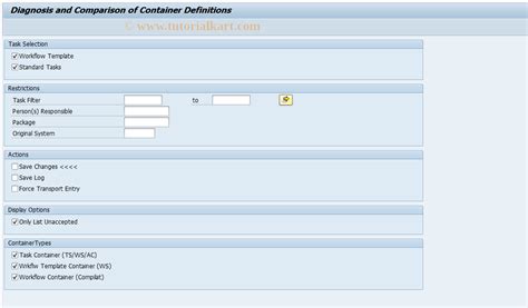 SWF CNT MAINTENANCE SAP Tcode Diagnosis And Container Comparison Transaction Code