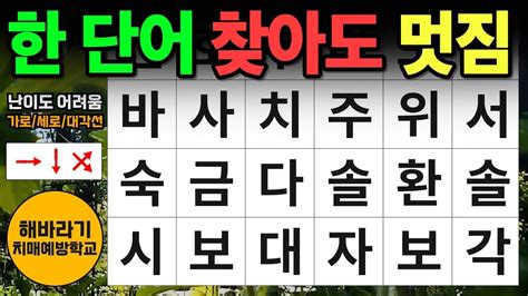 한 단어만 찾아도 멋있습니다│숨은단어찾기치매예방치매테스트치매예방퀴즈단어퀴즈치매예방활동낱말퀴즈 Youtube