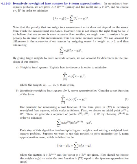 61240 Iteratively Reweighted Least Squares For