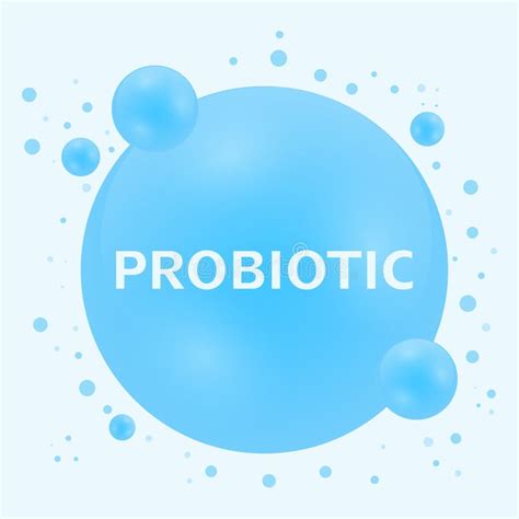 Probiotic Concept With Floating Blue Spheres On Light Background Stock Illustration