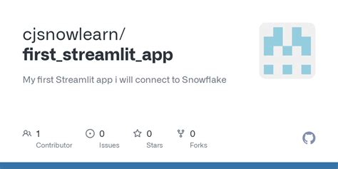 GitHub Cjsnowlearn First Streamlit App My First Streamlit App I Will
