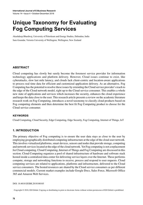 Pdf Unique Taxonomy For Evaluating Fog Computing Services
