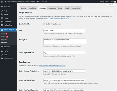 Wordpress Woocommerce Marketplace Stripe Connect