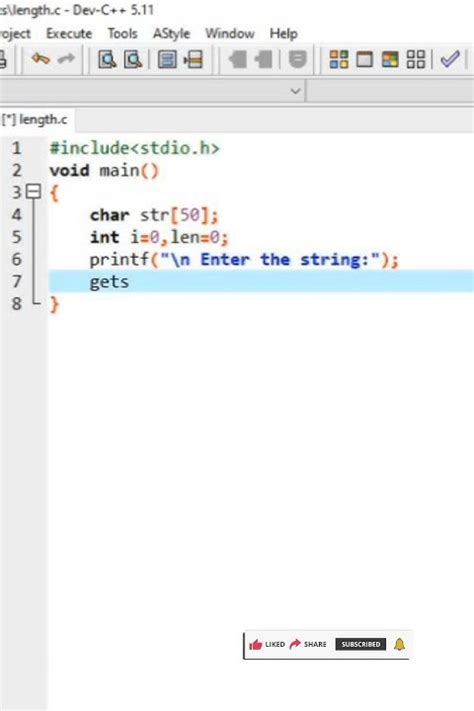 C Program To Find The Length Of A String Without Using Built In