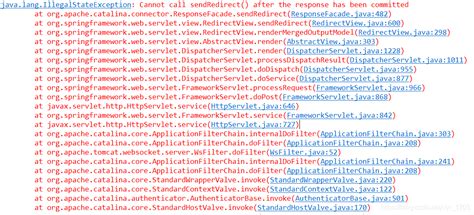 重定向异常： cannot call sendredirect after the response has been committed