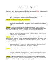 HW Logitech International Questions Docx Logitech International Questions Please Answer The