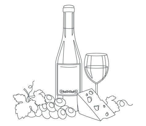 Wine And Cheese Vector Graphic Glass Of Wine Decorated With Cheese