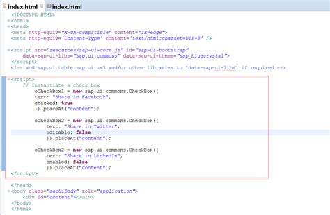 Ui5 Checkbox Sapcodes