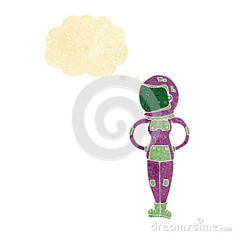 Astronauta De Sexo Femenino De La Historieta Con La Burbuja Del Pensamiento Stock De Ilustraci N