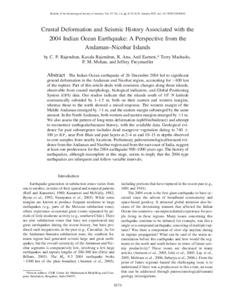 Pdf Crustal Deformation And Seismic History Associated With The 2004 Indian Ocean Earthquake