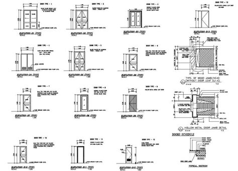 D Cad Drawing Of Door Elevation Types Autocad File
