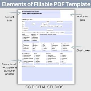 GIRP Progress Note Template Fillable Therapy Form PDF Etsy