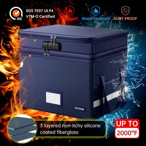 DocSafe File Box With Lock Multi Layer Fireproof Document Box Collapsible File Storage Organizer