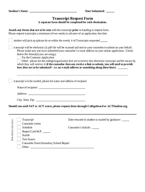 Transcript Request Paper Doc Template PdfFiller
