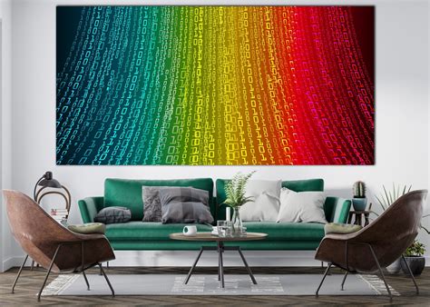 Binary Code Wall Decor Cyber Circuit Wall Art Extra Large Etsy