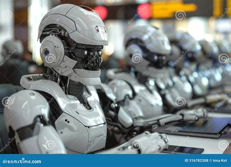 Artificial Intelligence In The Workplace Ai Robots Impacting Employment At Office Desk Stock