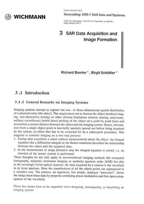 PDF SAR Data Acquisition And Image Formation