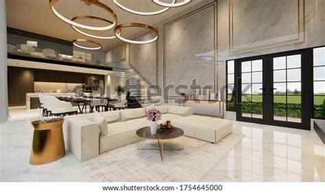 3d 렌더링 인테리어 하우스 현대적인 개방형 스톡 일러스트 1754645000