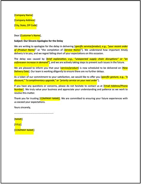 Apology Letter For Delayed Service Or Product Delivery Free Template