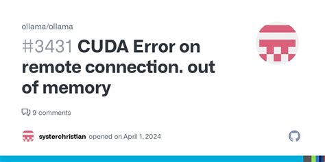 Cuda Error On Remote Connection Out Of Memory · Issue 3431 · Ollama