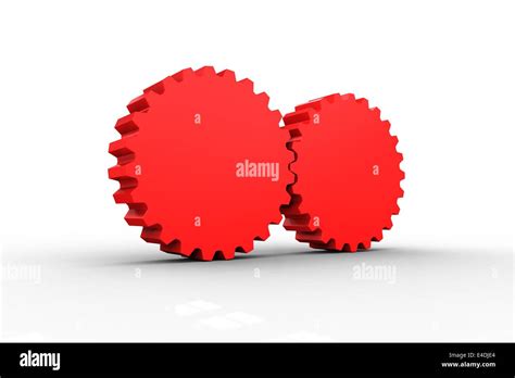 Red Cog And Wheel Connecting Stock Photo Alamy