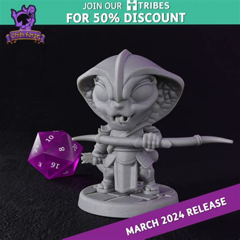 3d Printable Naga Warrior With Bow Chibi Forge By Titan Forge Miniatures