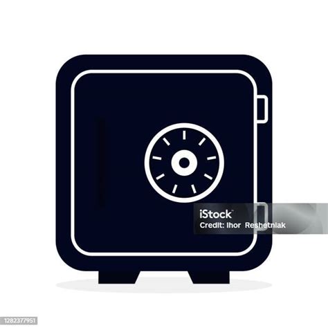 안전한 아이콘입니다 돈을 위해 금고 상자 은행의 보안 스토리지 현금 및 보증금의 안전 안전을 위해 잠금 장치가있는 도어 기밀 플랫 스타일에 대한 투자 의 보호를위한 그림