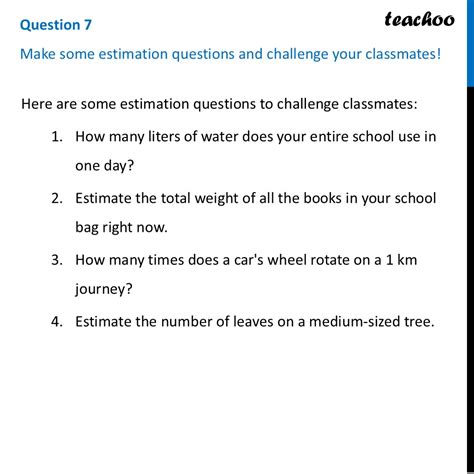 [class 6] Make Some Estimation Questions And Challenge Your Classmates