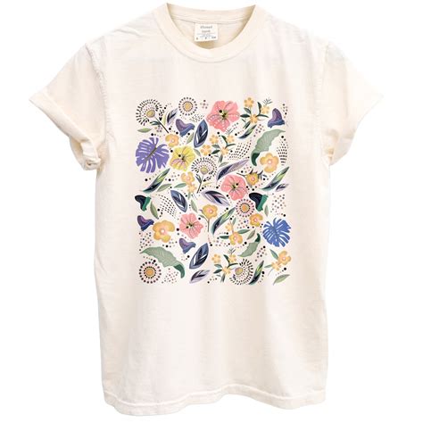 Wildflower Blossom Floral Graphic Tee T Shirts For Women Short Sleeve