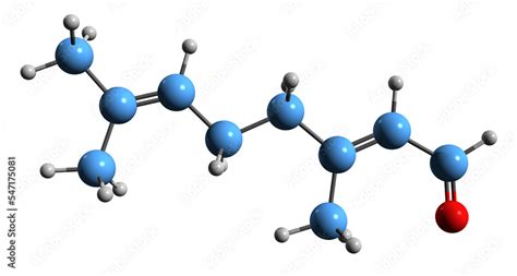 Ilustrace „ 3d Image Of Geranial Skeletal Formula Molecular Chemical